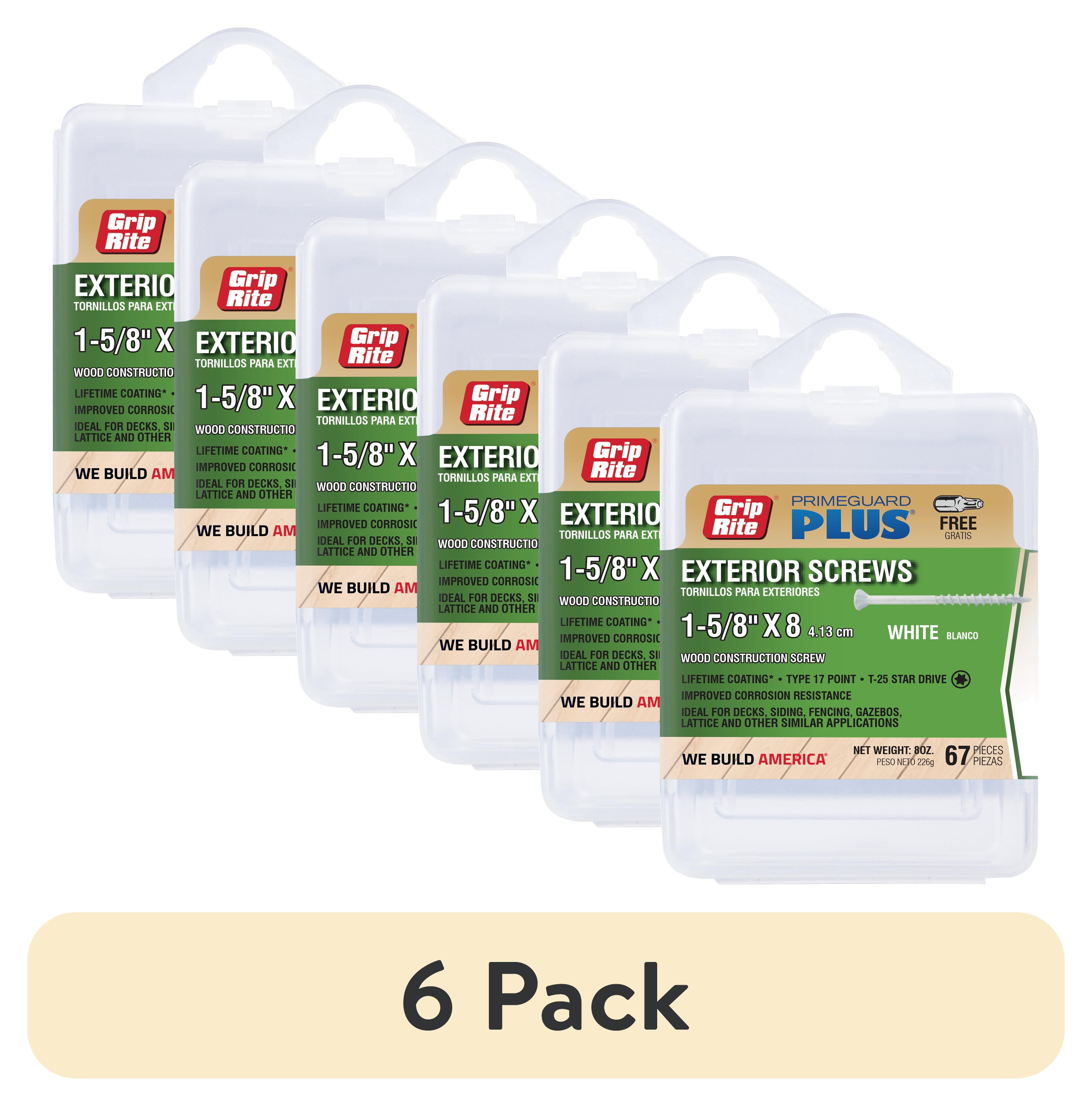 (6 pack) Grip-Rite PrimeGuard Plus #8 x 1-5/8 in. White Wood to Wood ...