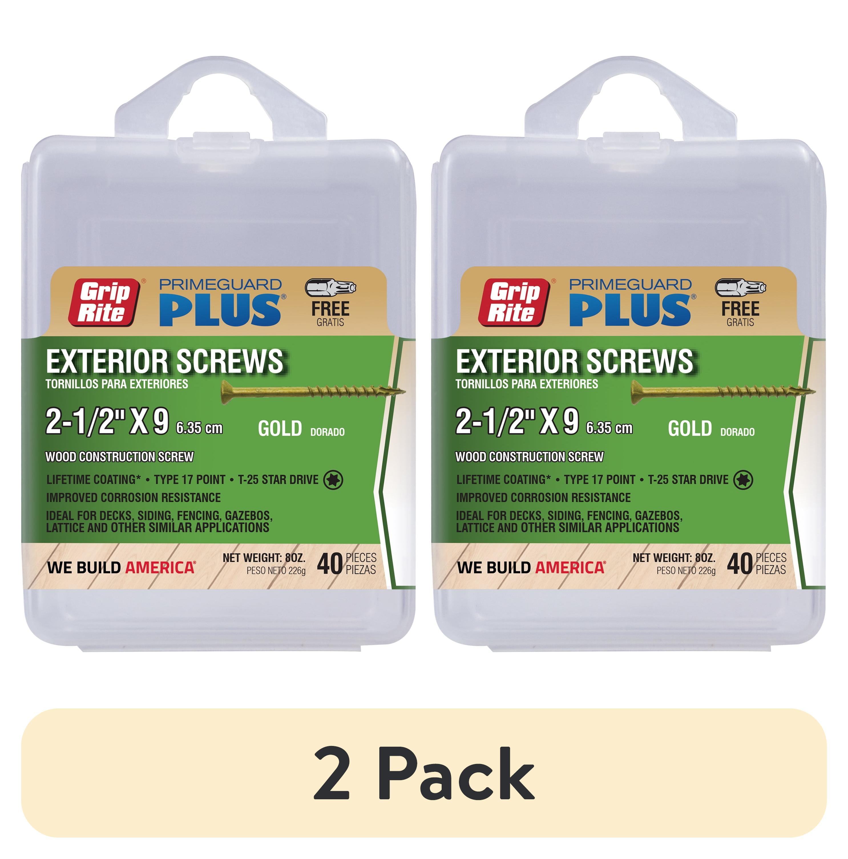 (2 pack) Grip-Rite PrimeGuard Plus #9 x 2-1/2 in. Gold Wood to Wood ...