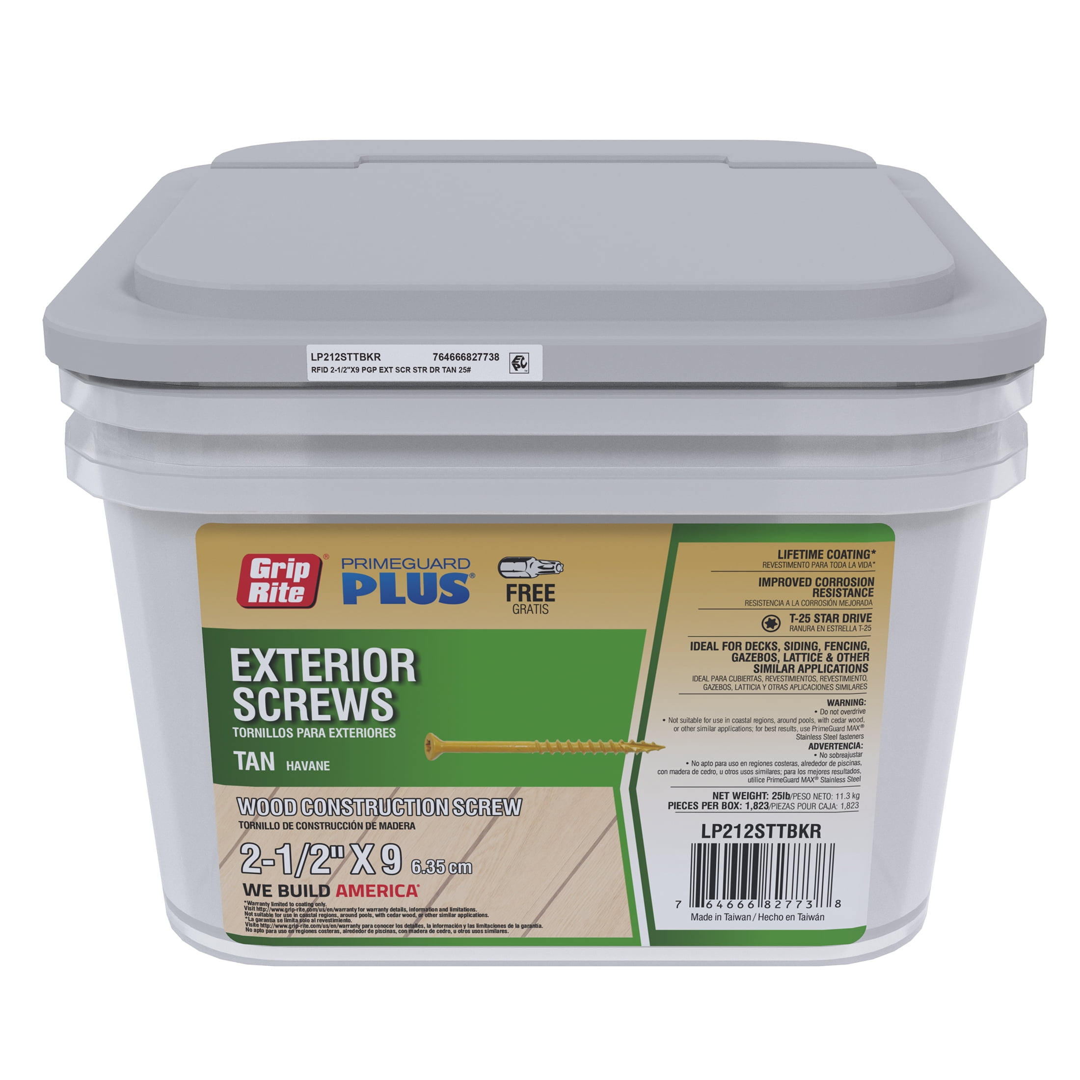 Grip-Rite PrimeGuard Plus #9 x 2-1/2 in. Tan Wood to Wood Deck Screw ...