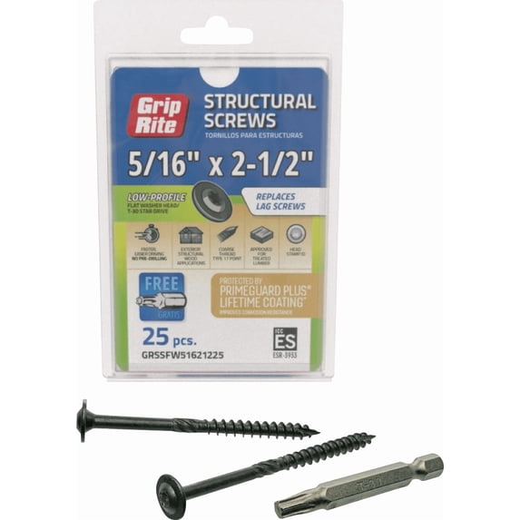 Grip-Rite PrimeGuard Plus Flat Washer Head Structure Screws - Single ...