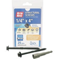 Grip-Rite PrimeGuard Plus Hex Washer Head Structure Screws 25CT 1/4X4 ...