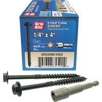 Grip-Rite PrimeGuard Plus Hex Washer Head Structure Screws 50CT 1/4X4 ...