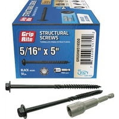 Grip-Rite PrimeGuard Plus Hex Washer Head Structure Screws 50CT 5/16X5 ...
