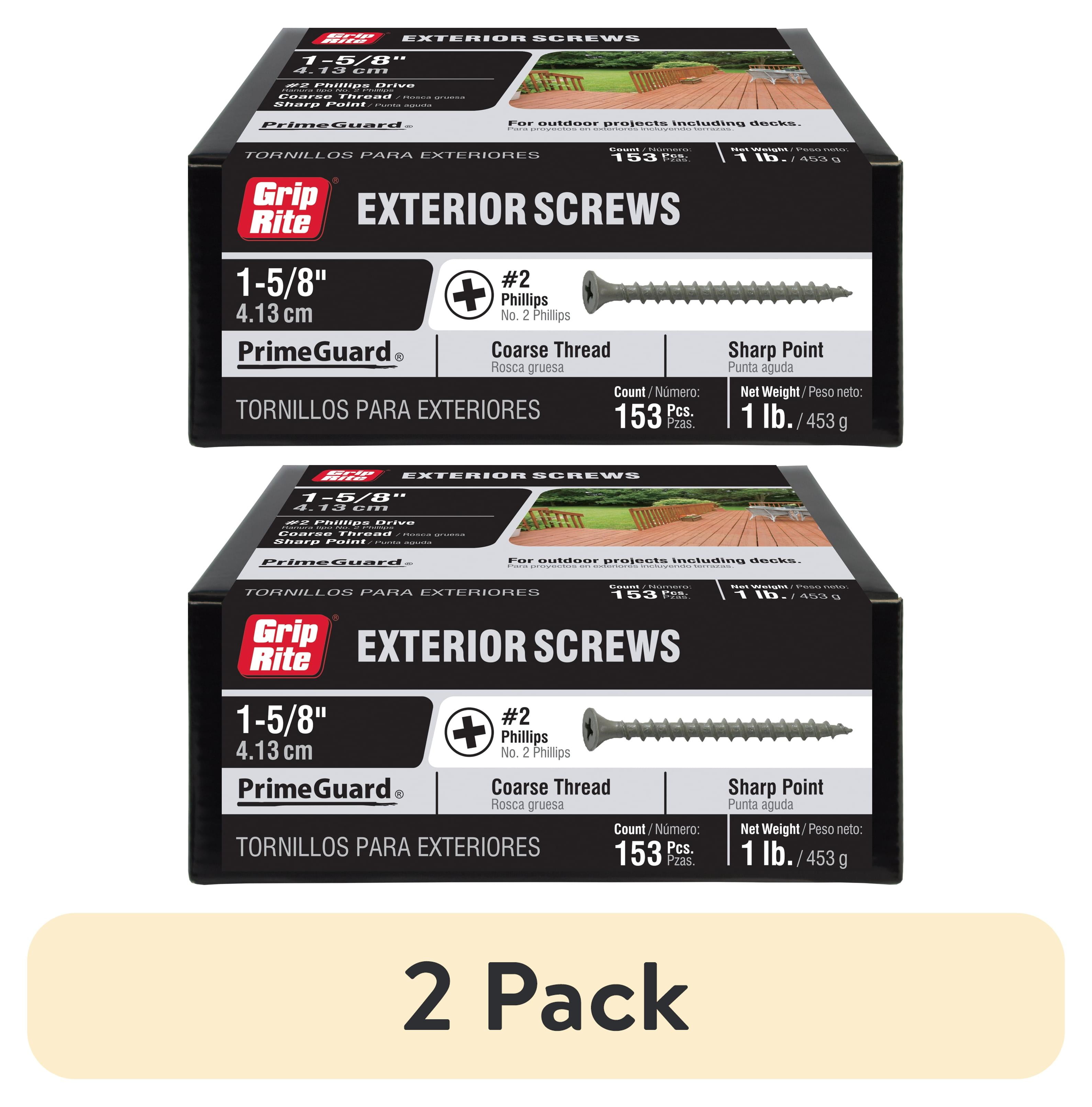 (2 pack) Grip-Rite PrimeGuard Ten #6x 1-5/8 in. Wood to Wood Deck Screw ...