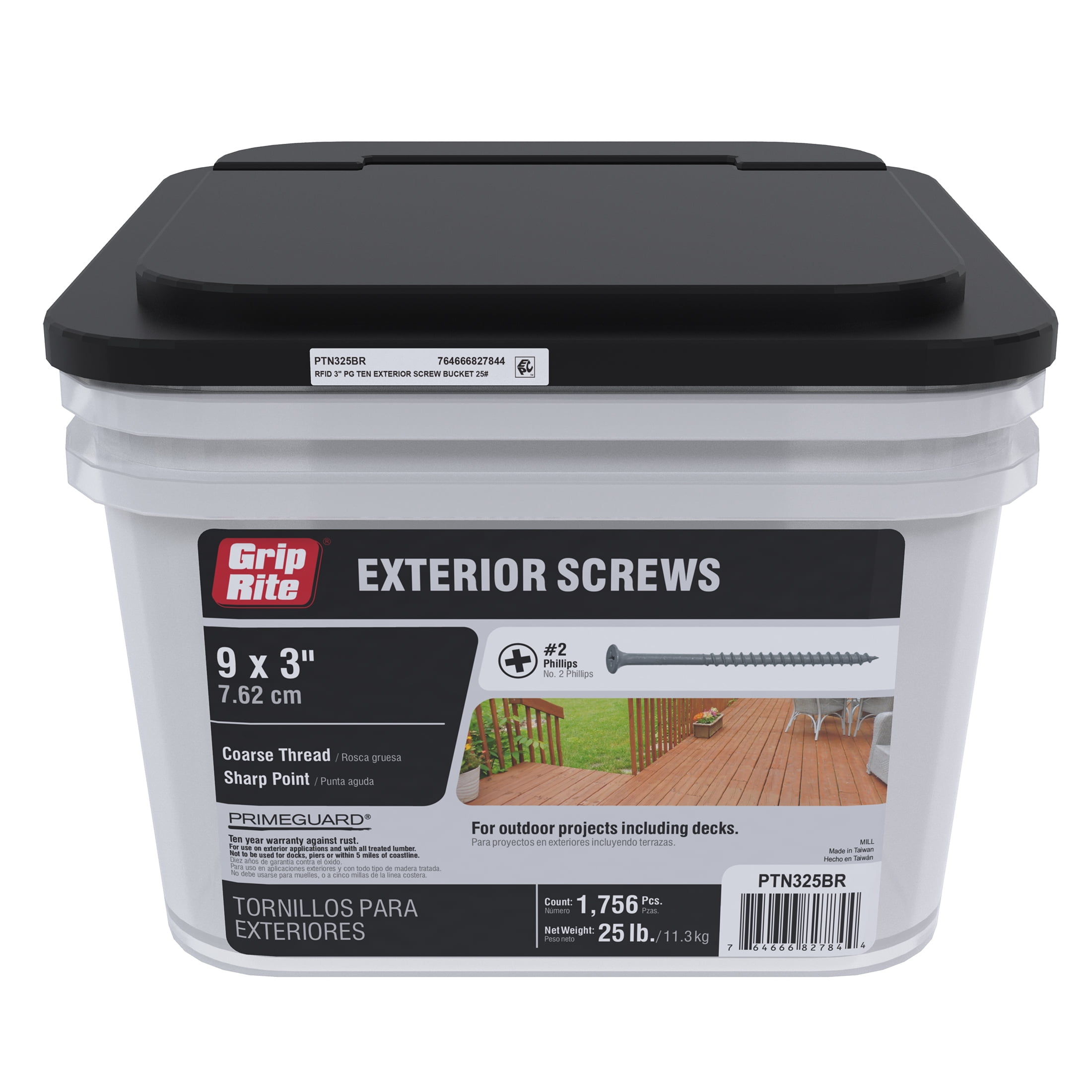 Grip-Rite PrimeGuard Ten #9 x 3 in. Wood to Wood Deck Screw 25 lb ...