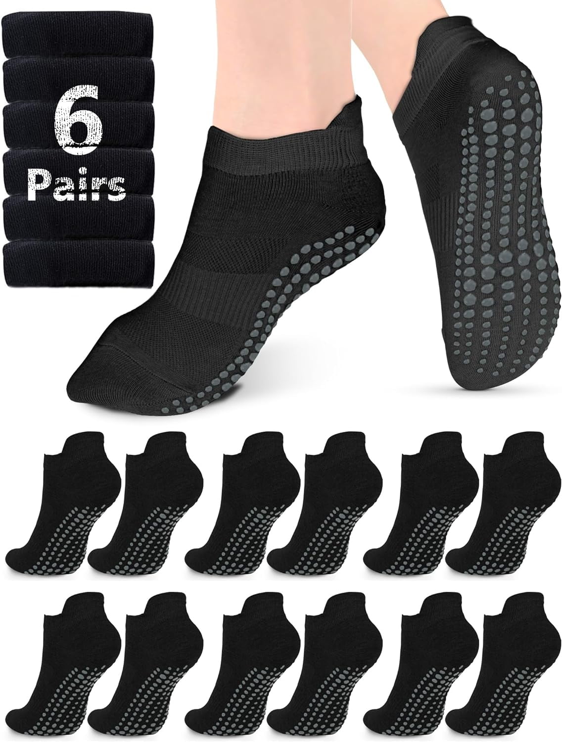 Grip Socks for Women Men Pilates Grip Socks Non Slip Yoga Sock with ...
