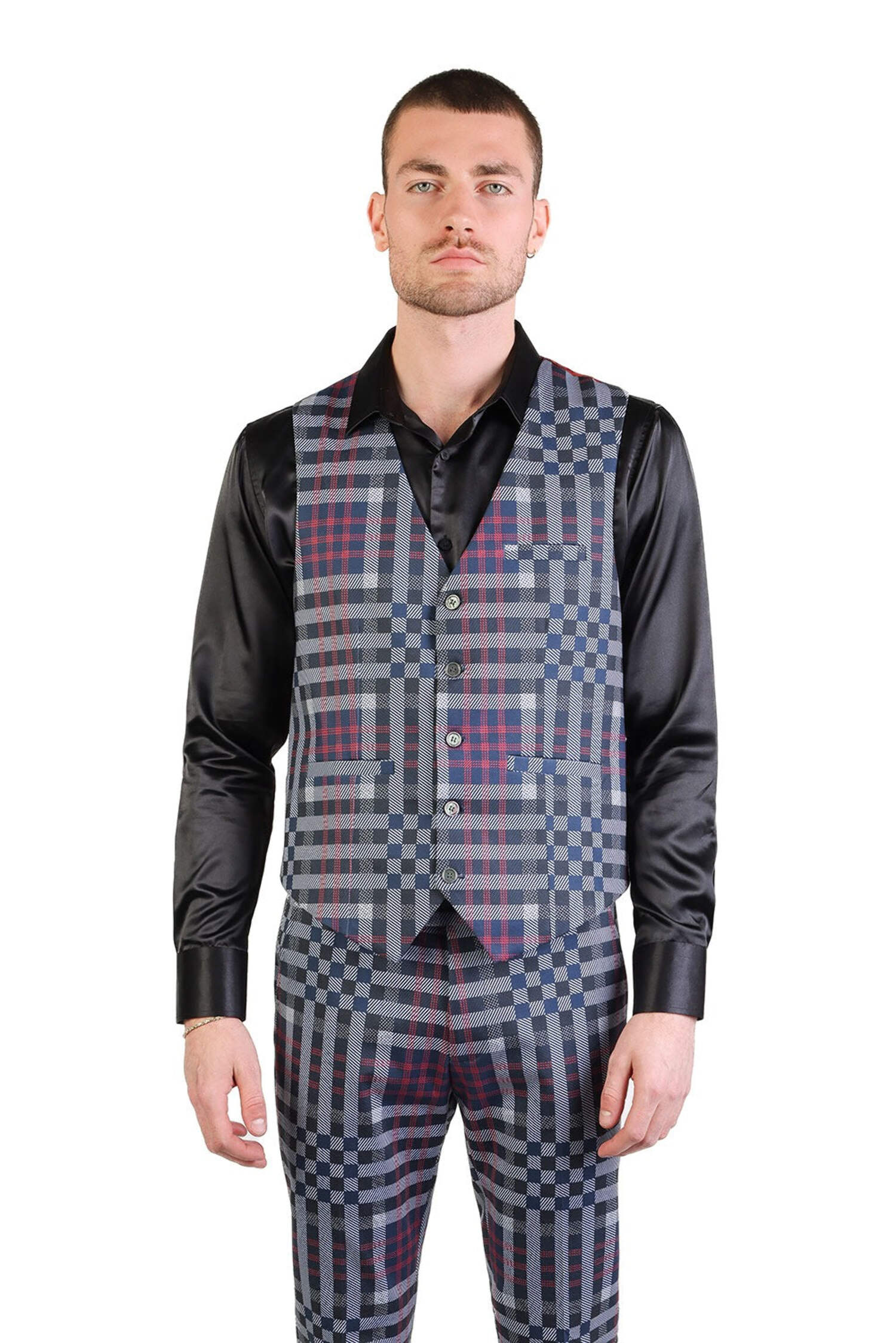 Barabas Men's Luxury Plaid Checkered Dress Slim Fit Vests VP201 ...
