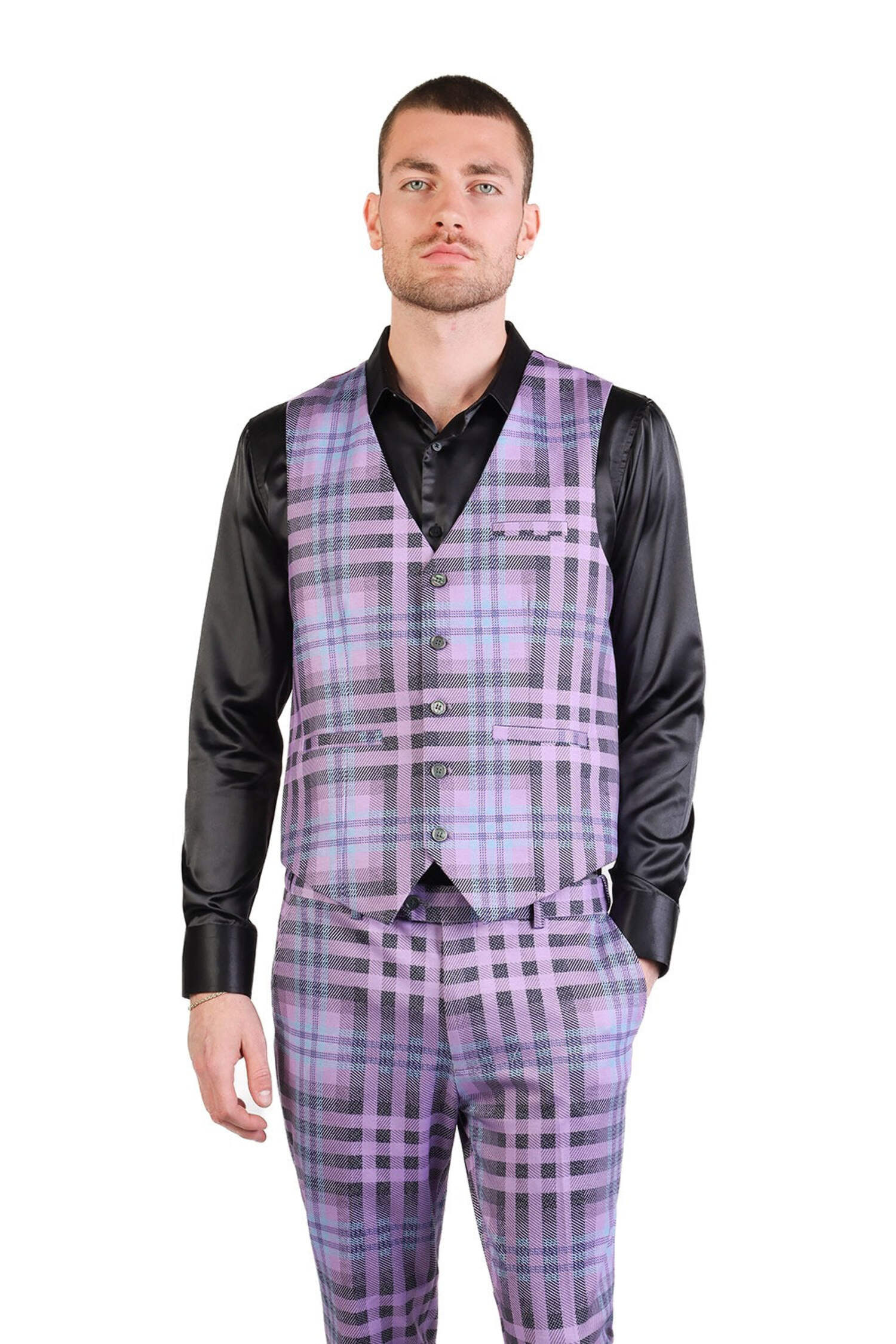 Barabas Men's Luxury Plaid Checkered Dress Slim Fit Vests VP201 ...