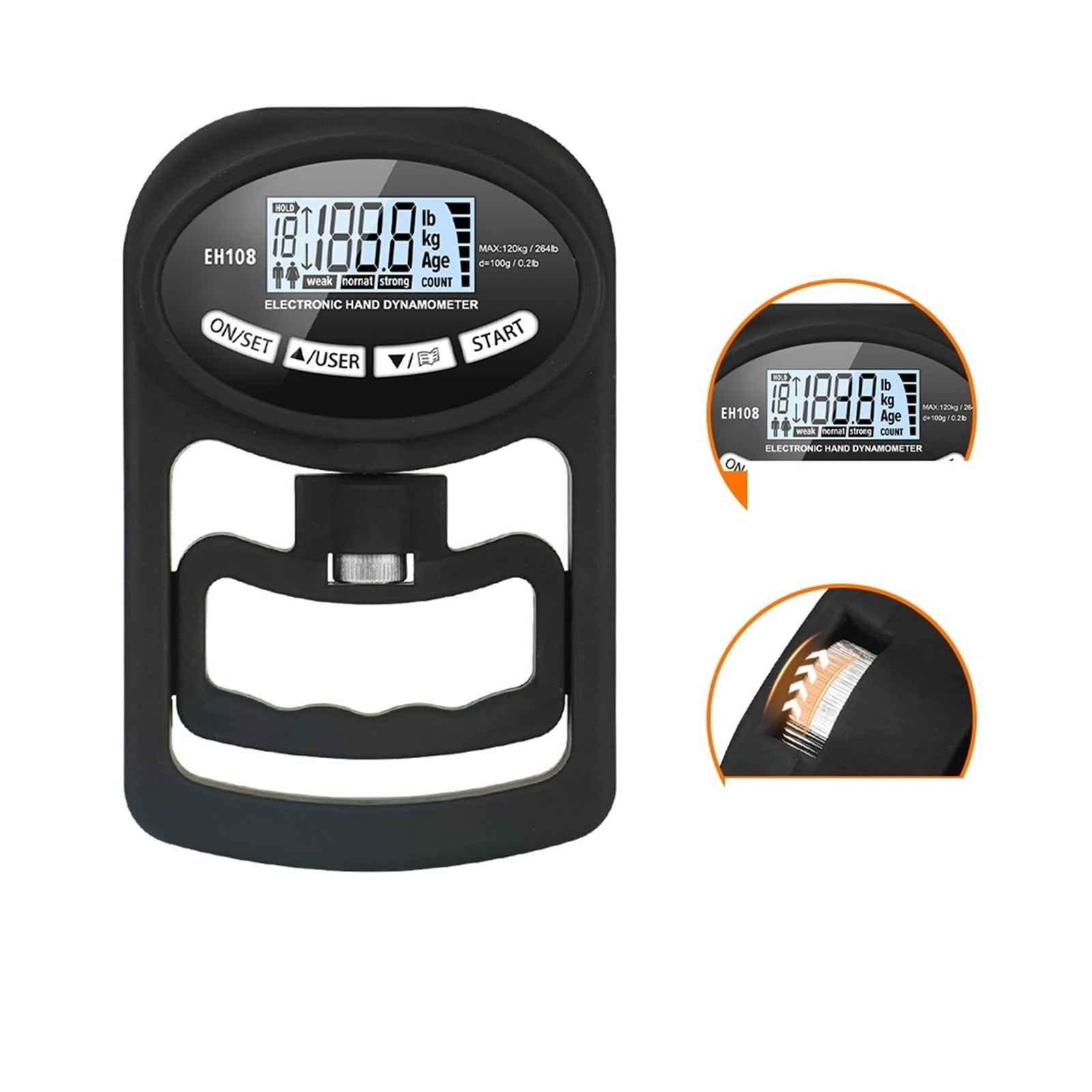 Grip Strength Tester 265Lbs/120Kg Digital Hand Dynamometer Grip ...