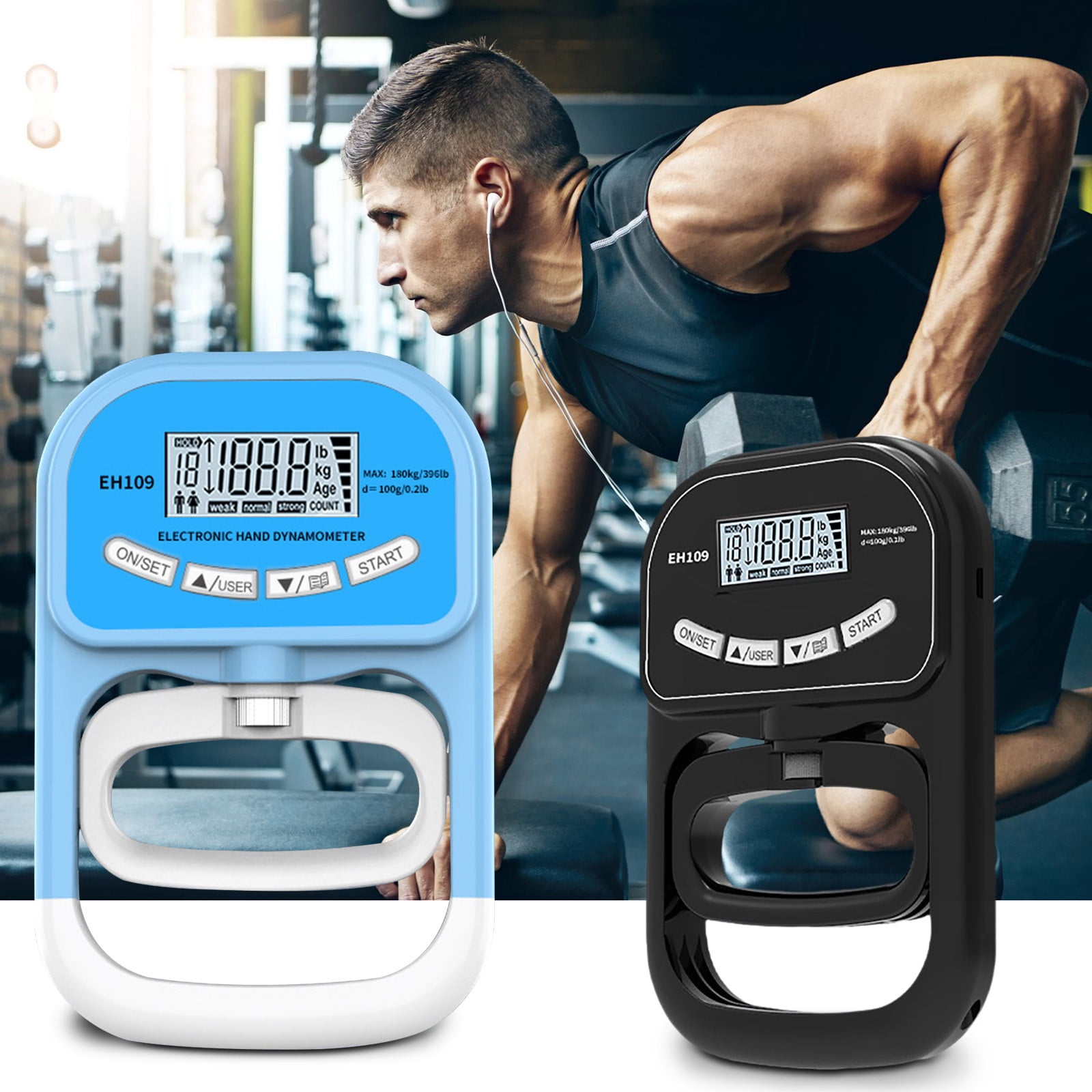 Grip Strength Tester Electronic Hand Dynamometer 400lbs/180kg ...