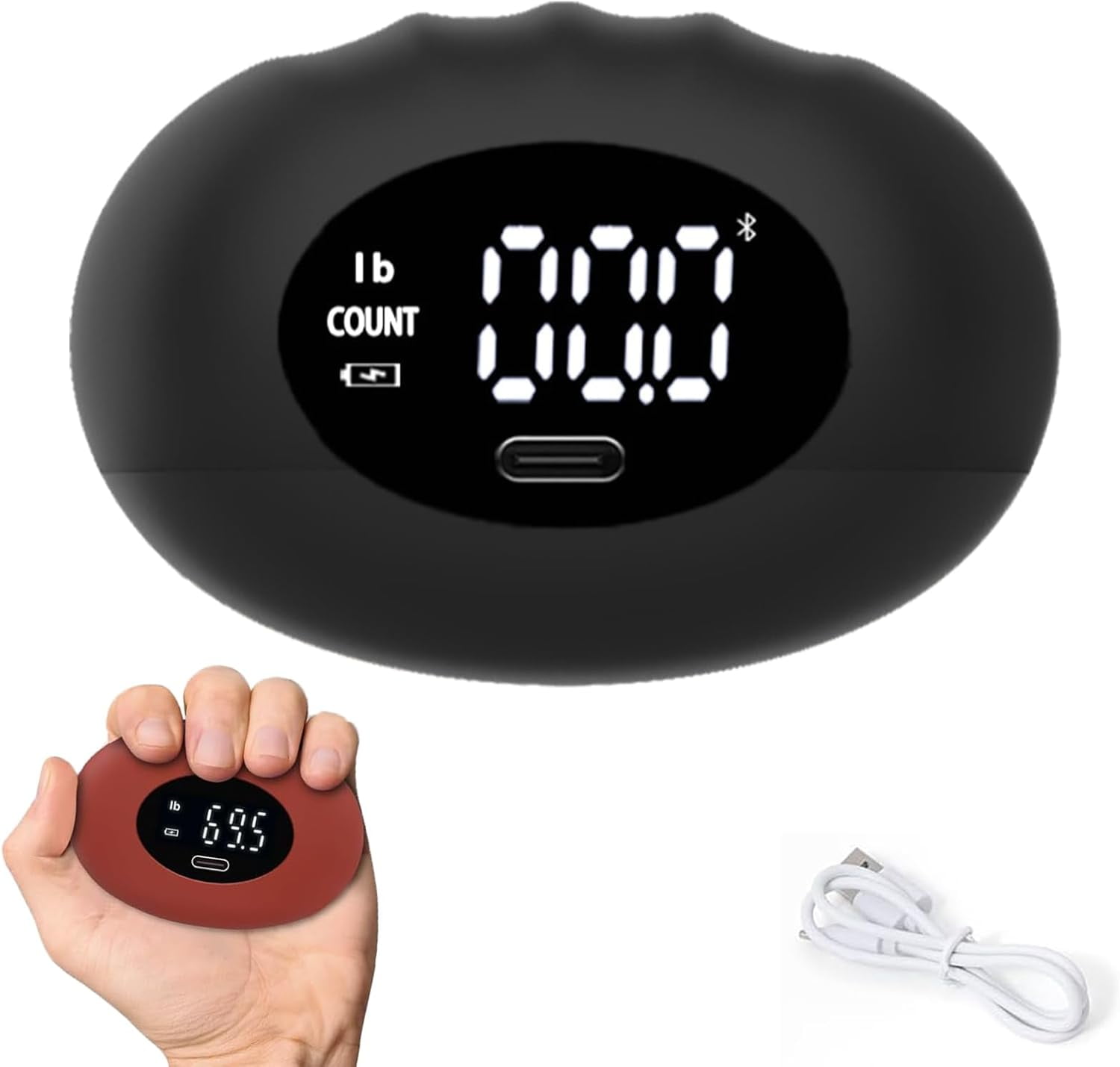 Grip Strength Tester Football, Portable, Rechargeable with Smart ...