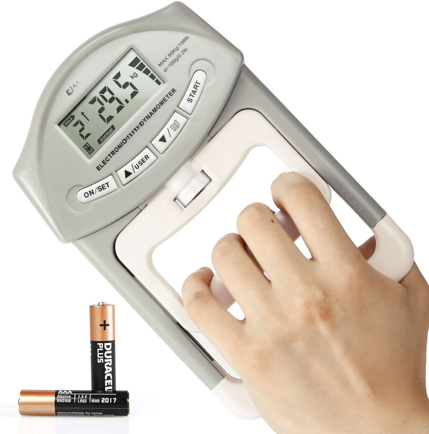 Grip Strength Tester, Hand Grip Dynamometer (198Lbs / 90Kgs), Handgrip ...