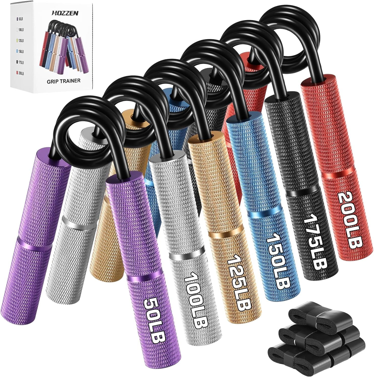 Grip Strength Trainer, 6 Pack Grip Strength Trainer Set (50-350LB), No ...