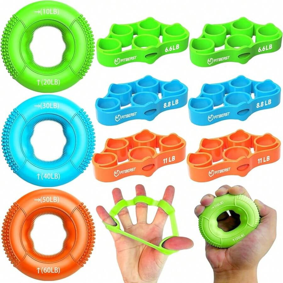 Grip Strength Trainer, Finger Exerciser, Forearm Strengthener 9-Piece ...