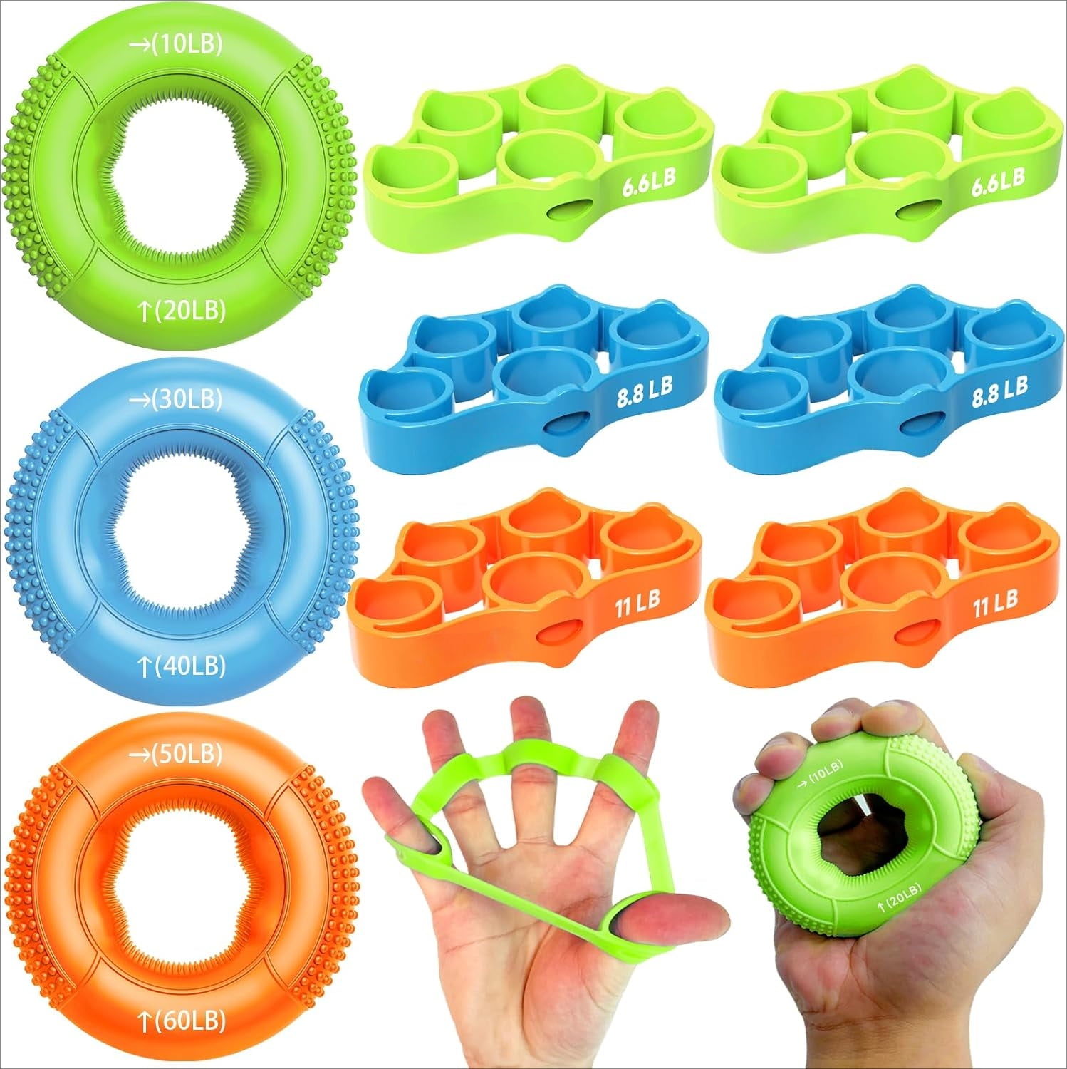 Grip Strength Trainer, Finger Exerciser, Forearm Strengthener 9-Piece ...