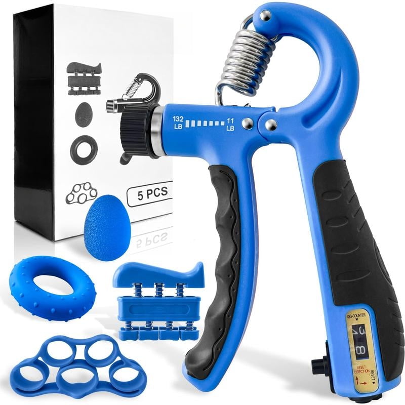 Grip Strength Trainer Kit (5 Pack) - Forearm Strengthener with Finger ...