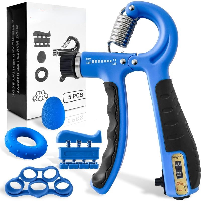 Grip Strength Trainer Kit (5 Pack) - Forearm Strengthener with Finger ...