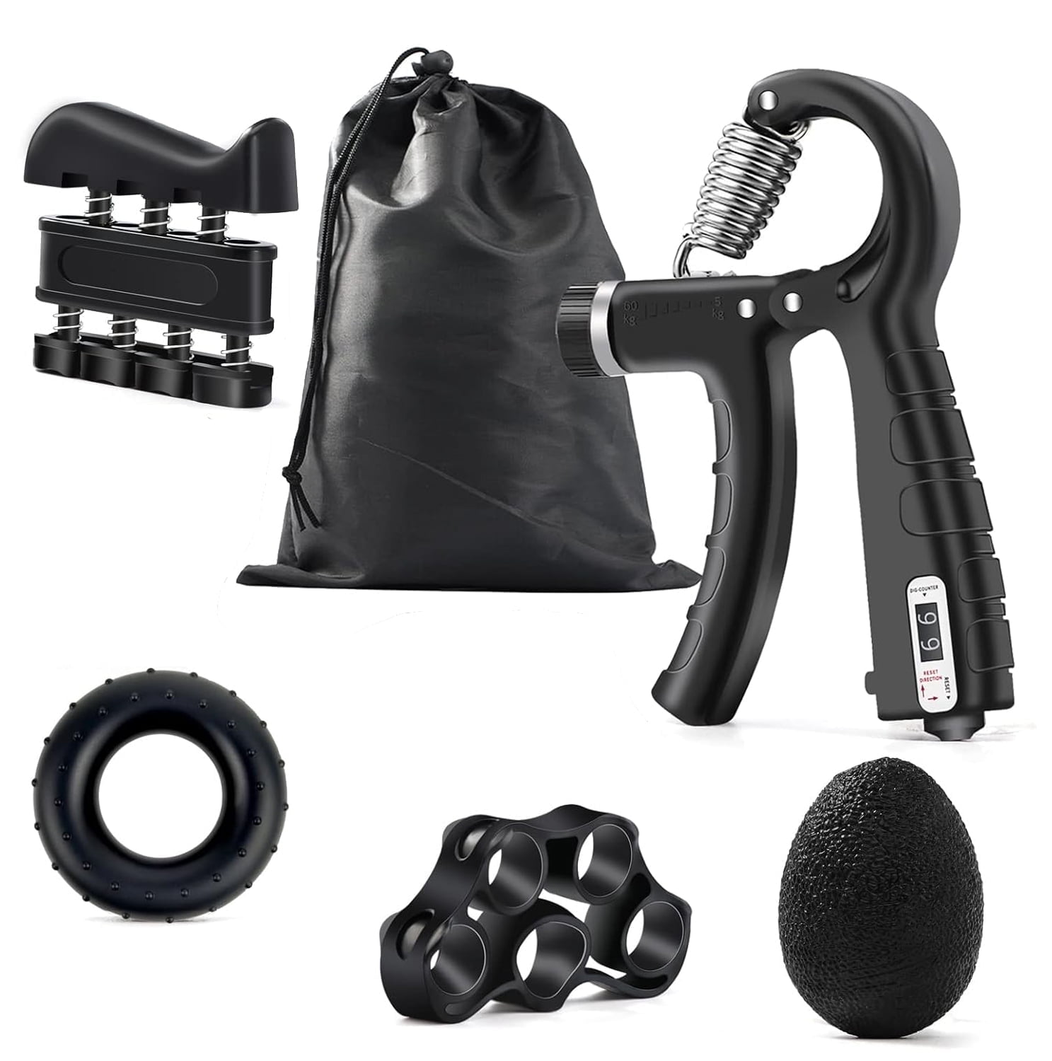 Grip Strength Trainer Kit with Counter, Adjustable Resistance 10 to ...