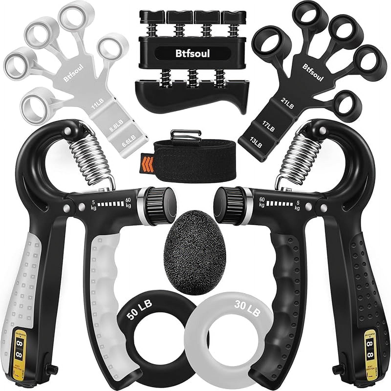 Grip Strength Trainer Kit with Hand Gripper Strengthener, Finger ...