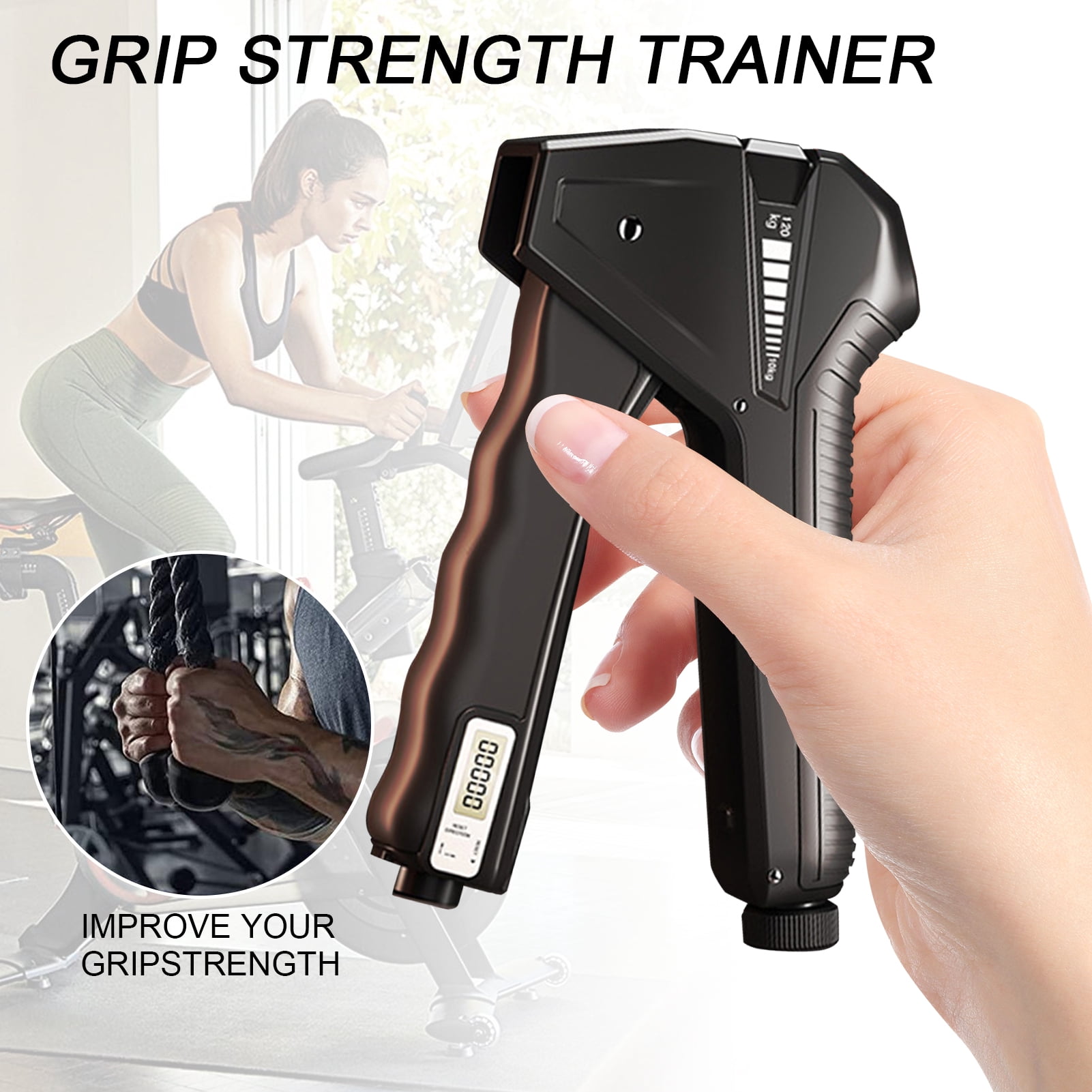 Grip Strength Trainer with Counter 10-120KG Adjustable Men Women ...