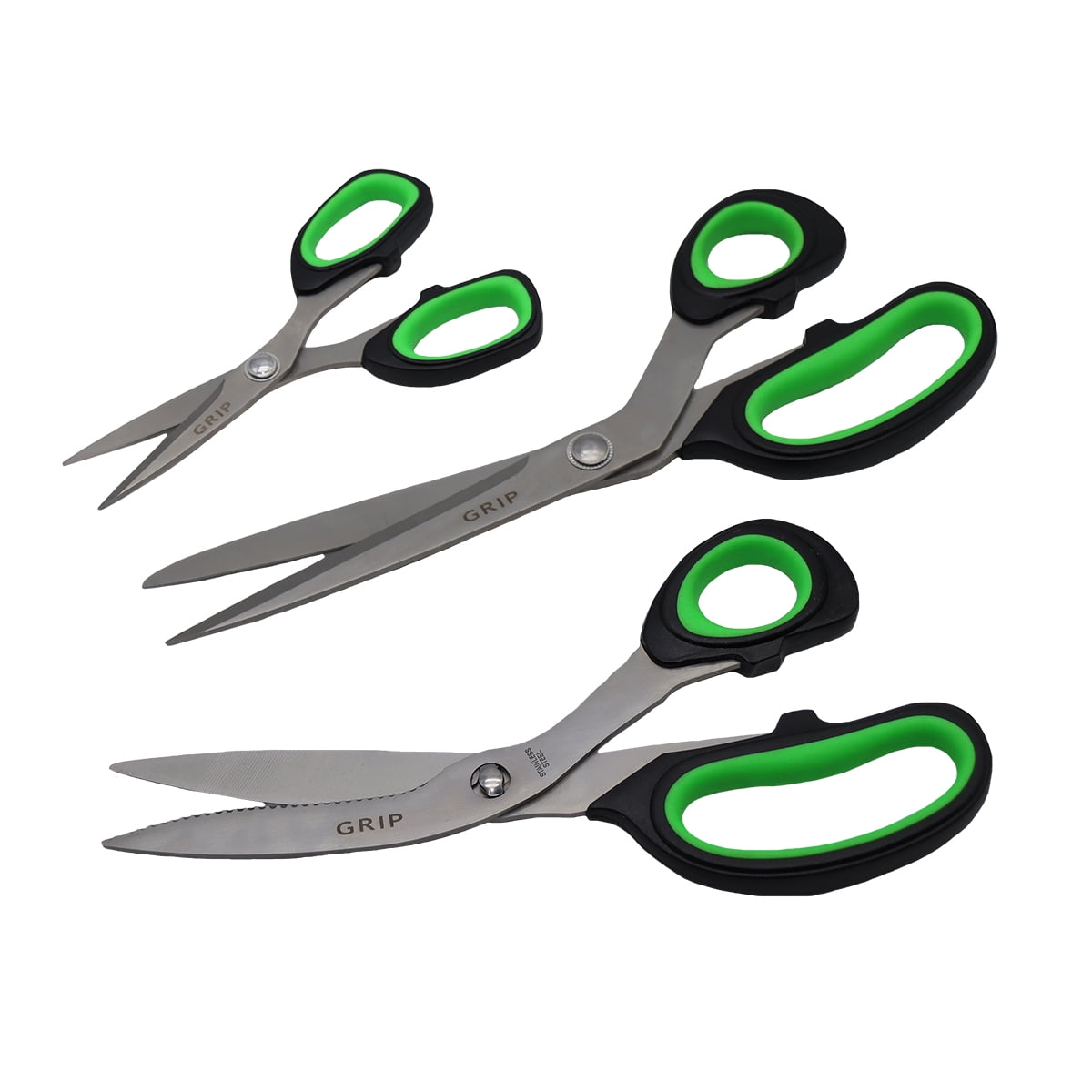 Grip Titanium 3 pc Scissors Set - Stainless Steel Titanium - Paper ...