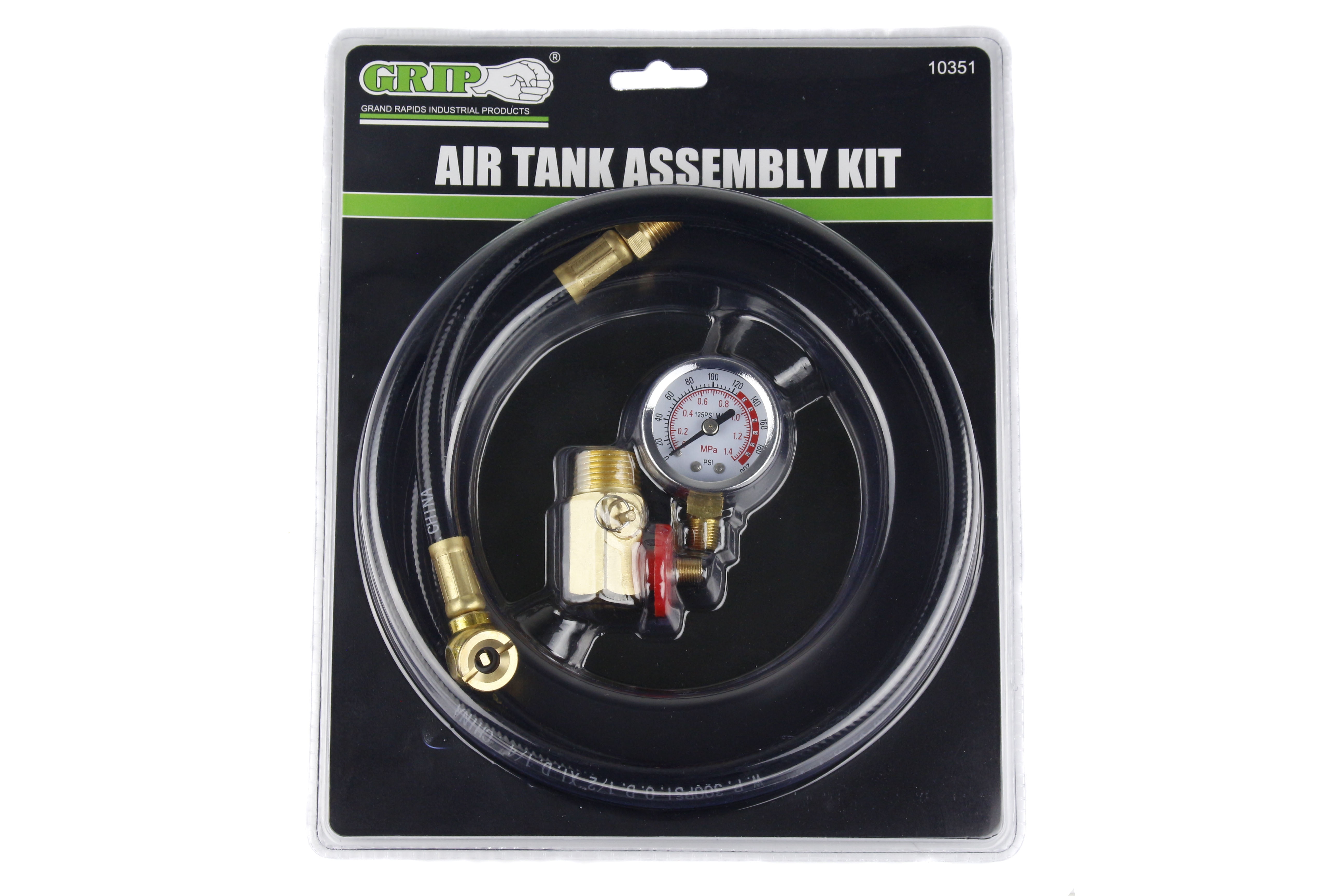 "GRIP Brand Air Tank Assembly Kit with 4ft Hose, 0-200 PSI Gauge, 1/4 ...