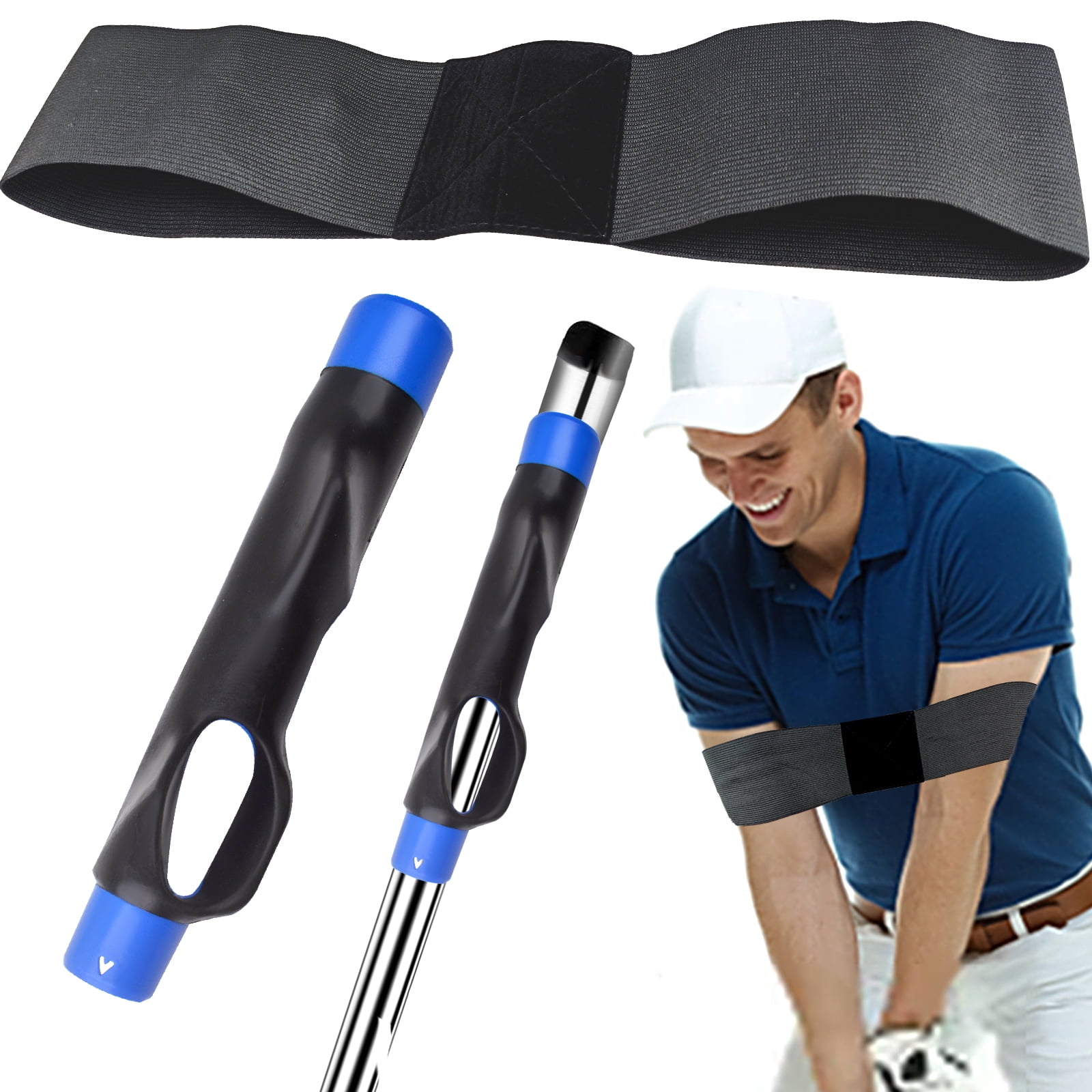Grip Trainer Attachment and Swing Correcting Arm Band, Black Elastic ...