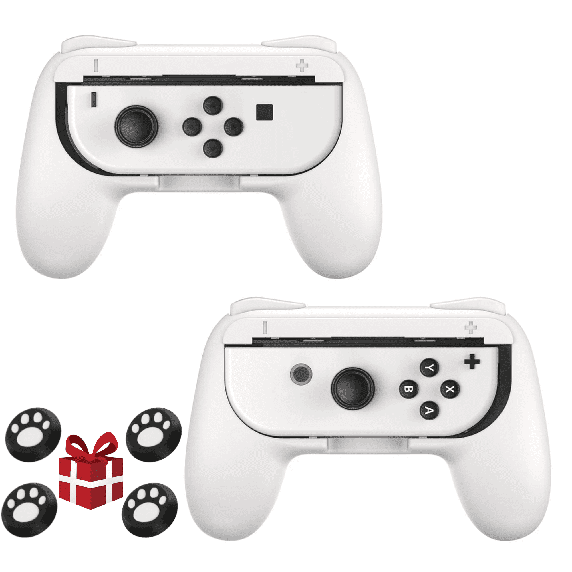 E Eyafa White Nintendo Switch Joy-Con Grips, 2 Pack and 4 button thumb ...