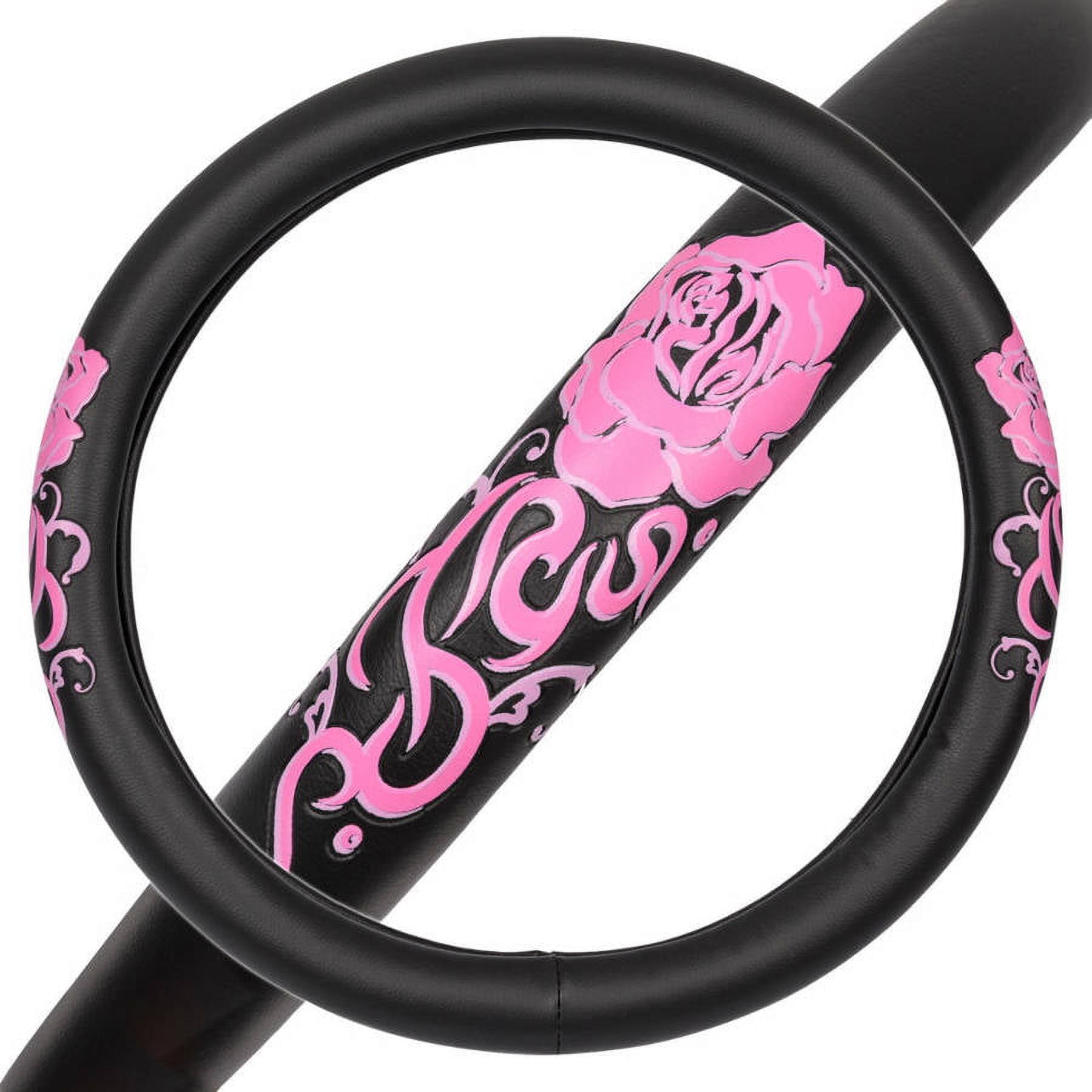 GripGrab Comfort Grip, Pink Vine Rose on Black Synthetic Leather ...