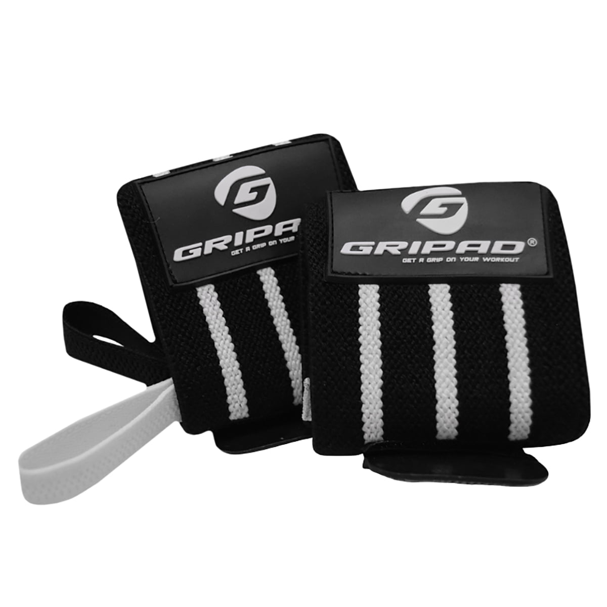 Gripad 12" x 3" Weight Lifting Support Wrist Wraps - Black/White ...