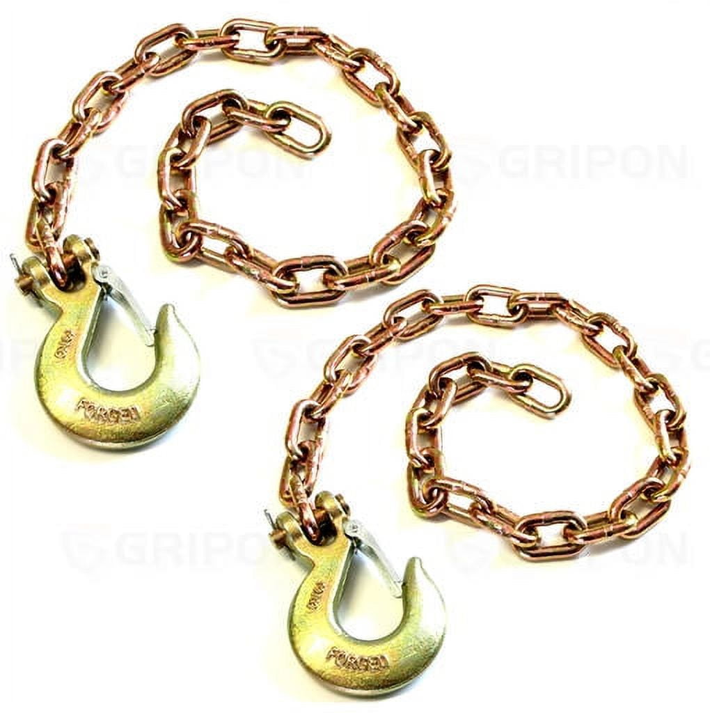 Gripon (Pack of 2) 3/8" x 35" Grade 70 Tow Safety Chains with 3/8 ...