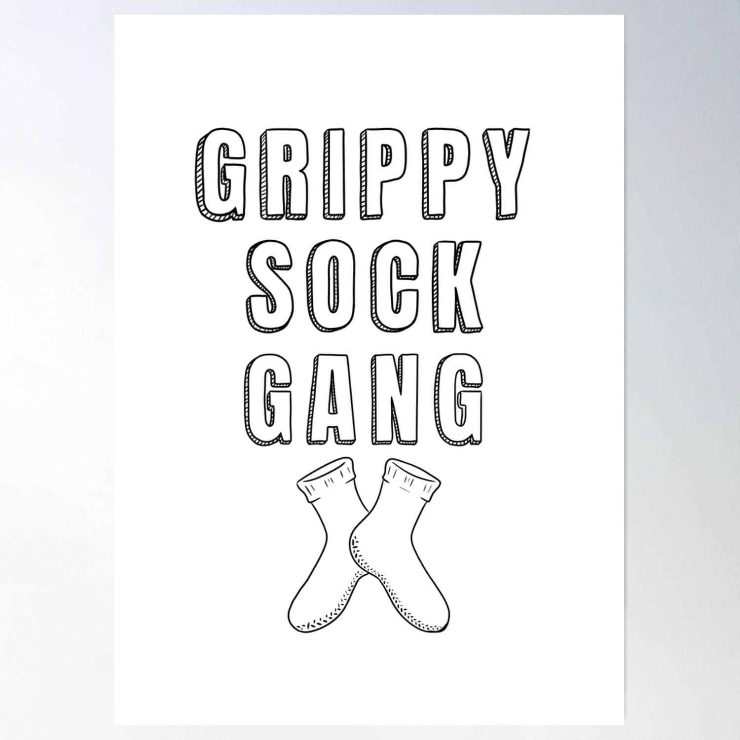 Grippy Sock Gang (Dark Lines) Poster Wall Art, Modern Wall Decor, 8x12 ...
