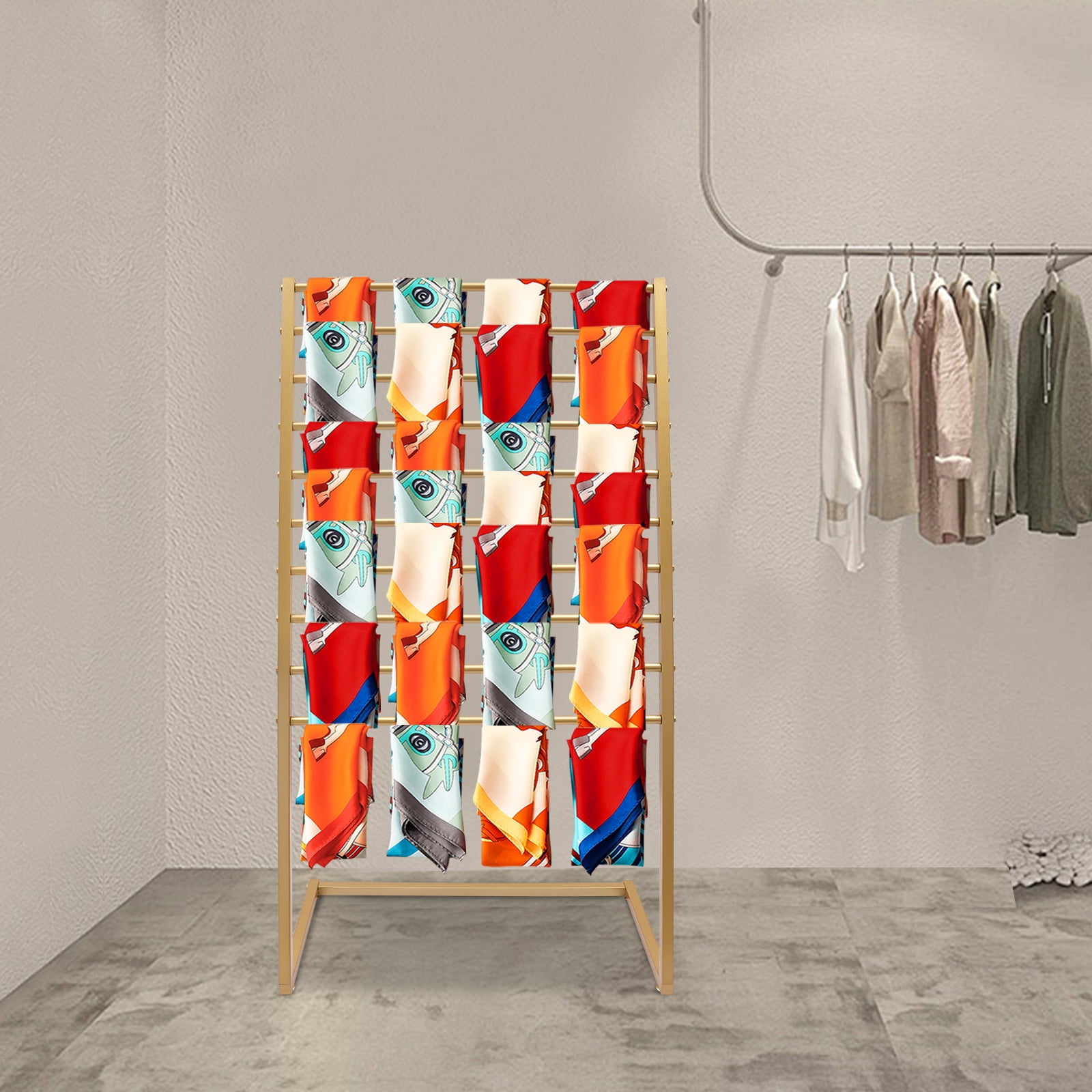 Griptix 10-Tier Scarf Display Rack, Free-Standing, Adjustable Feet ...