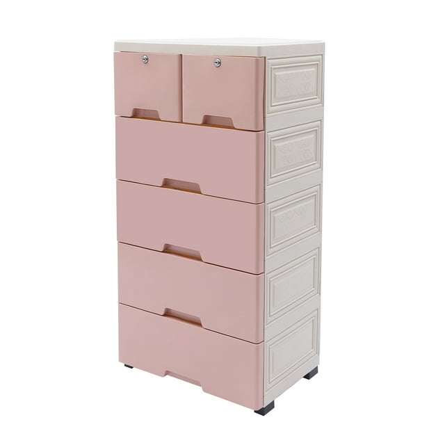 Toolven 6-Drawer Plastic Dresser with Wheels – Large Storage Organizer ...