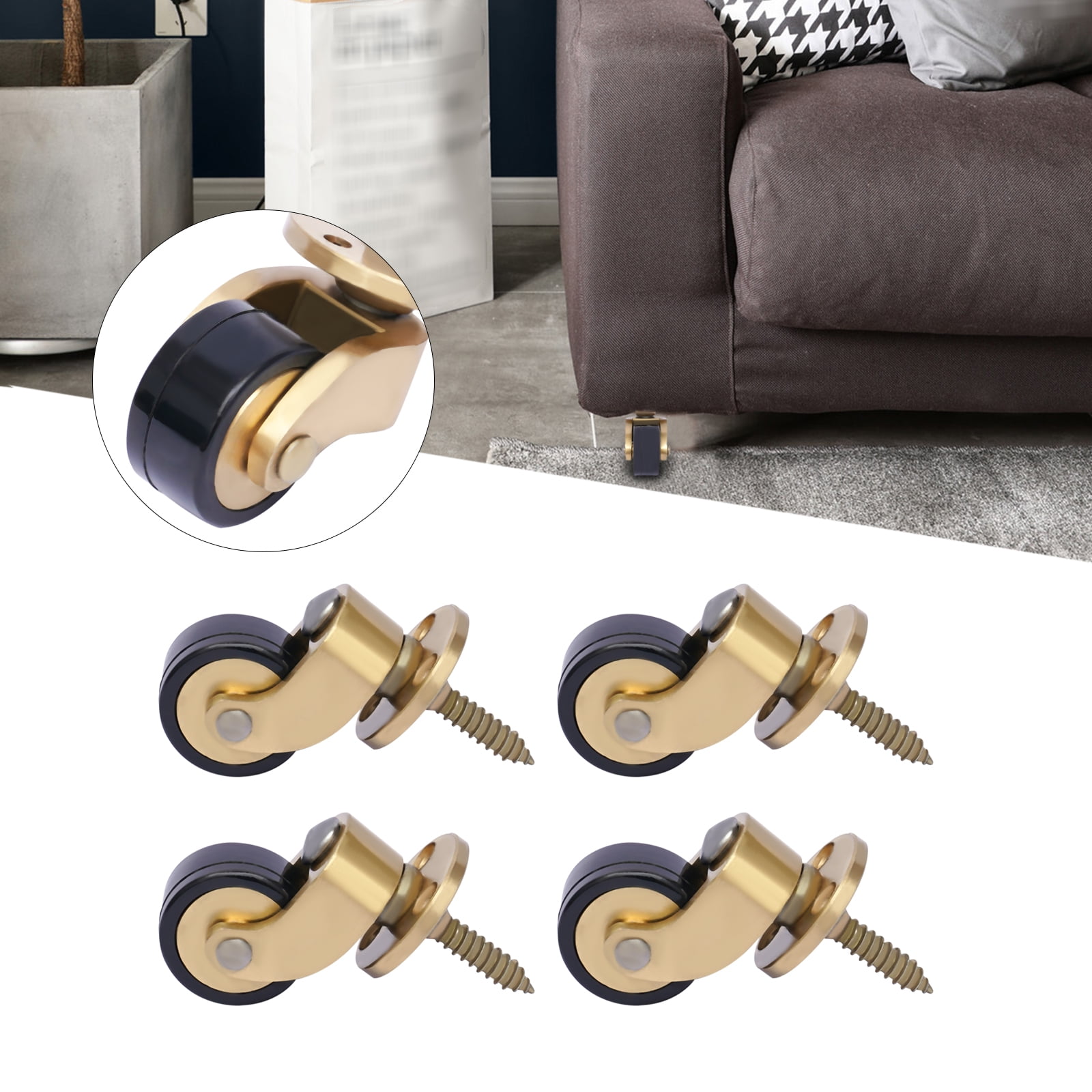 Griptix Universal Heavy Duty Pack 4 Swivel Brass Furniture Castors ...