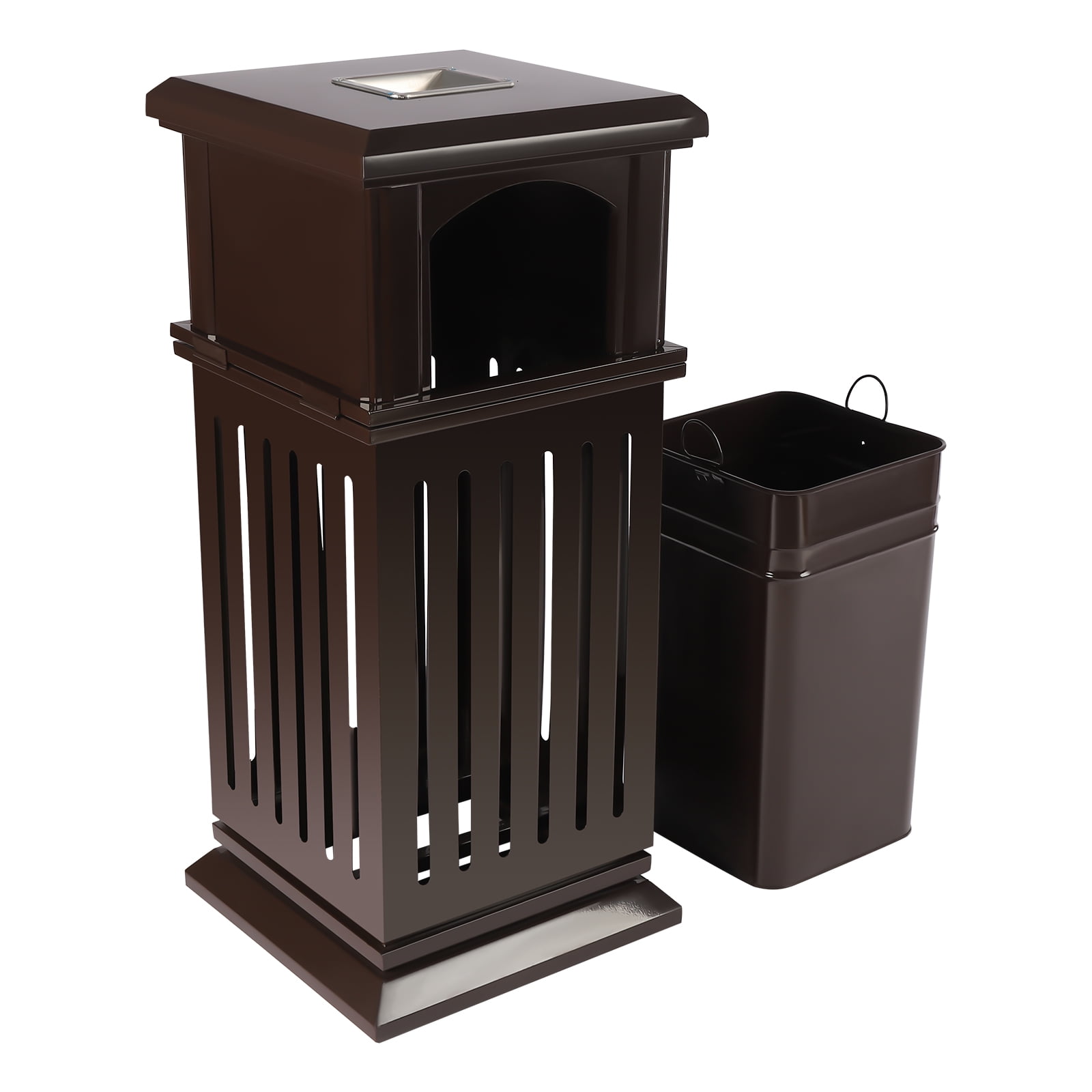 Griptix Vintage Garbage Can Open top Trash Can Bin Patio Park Courtyard ...
