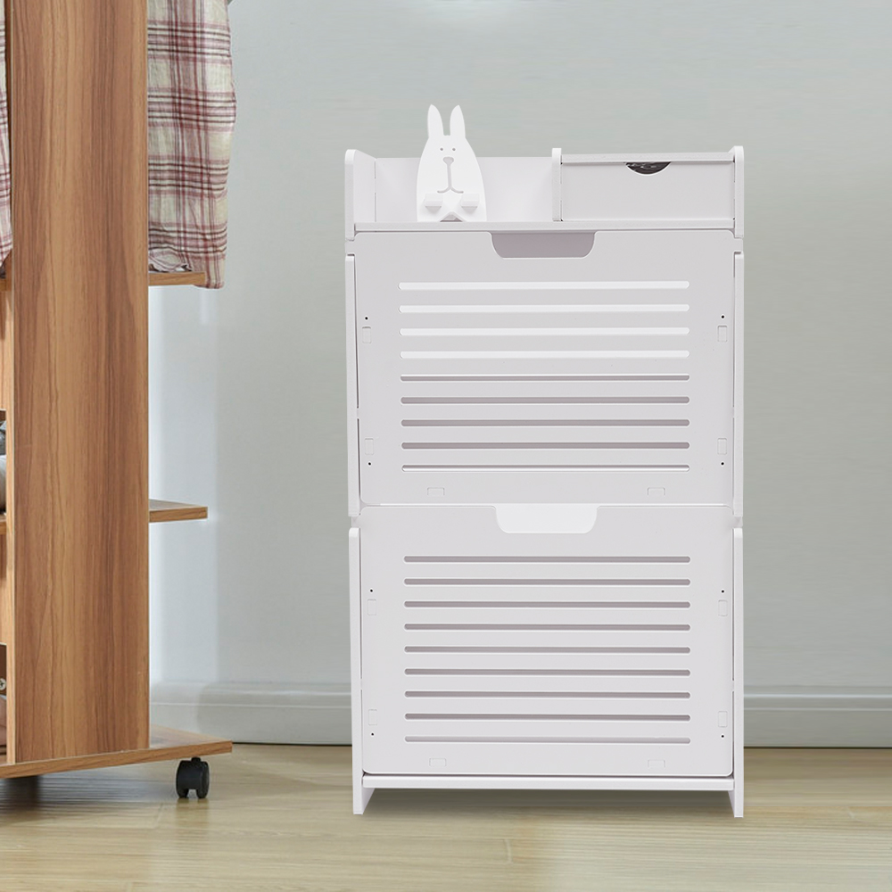 Griptix White Modern Shoe Rack PVC Shoe Storage Cabinet Tipping Bucket ...