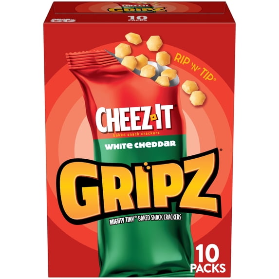 Cheez-It Gripz White Cheddar Baked Snack Crackers, Mini Crackers, 10 ...