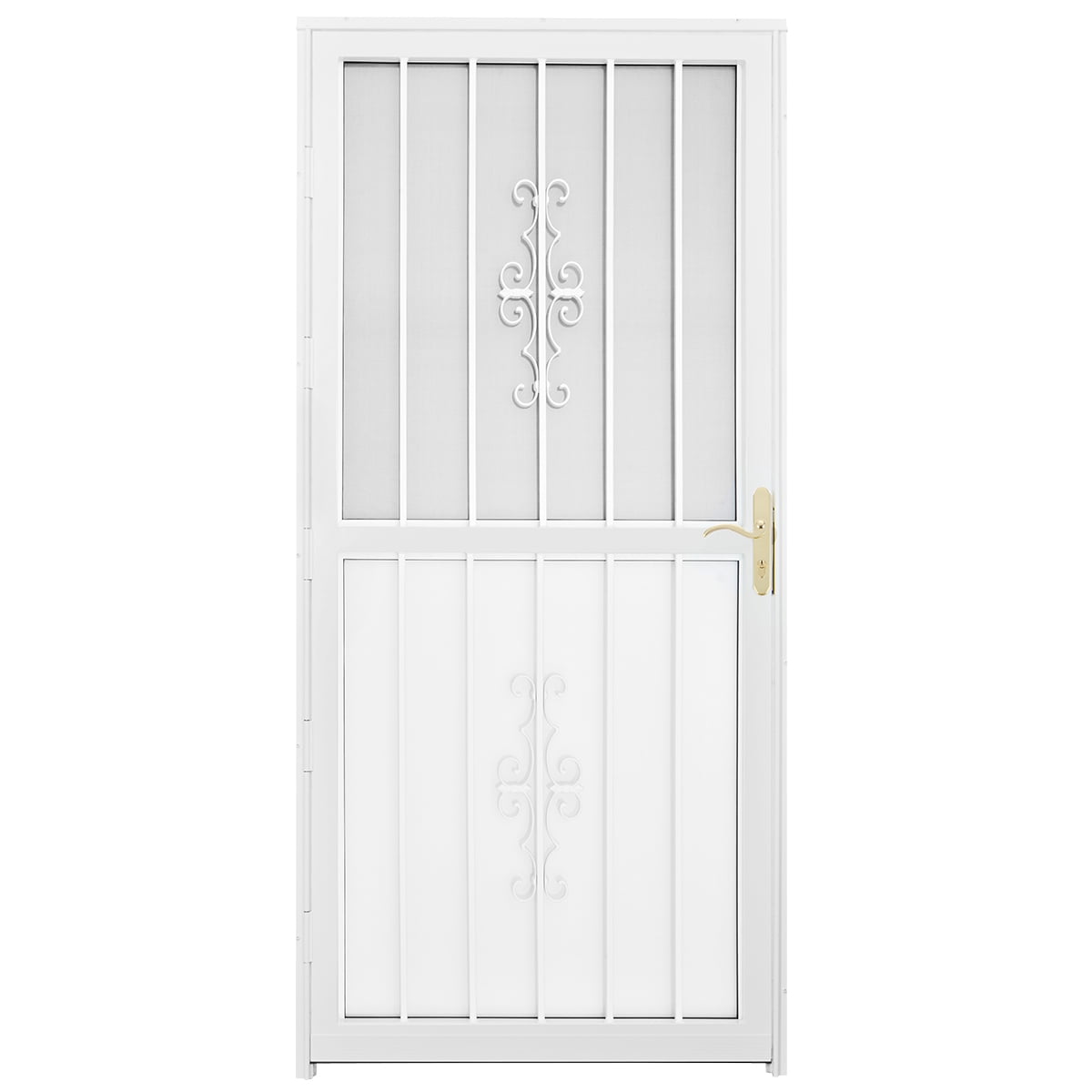 Grisham Deluxe Steel Security Door,36'' x 80'' Metal Tempered Glass ...