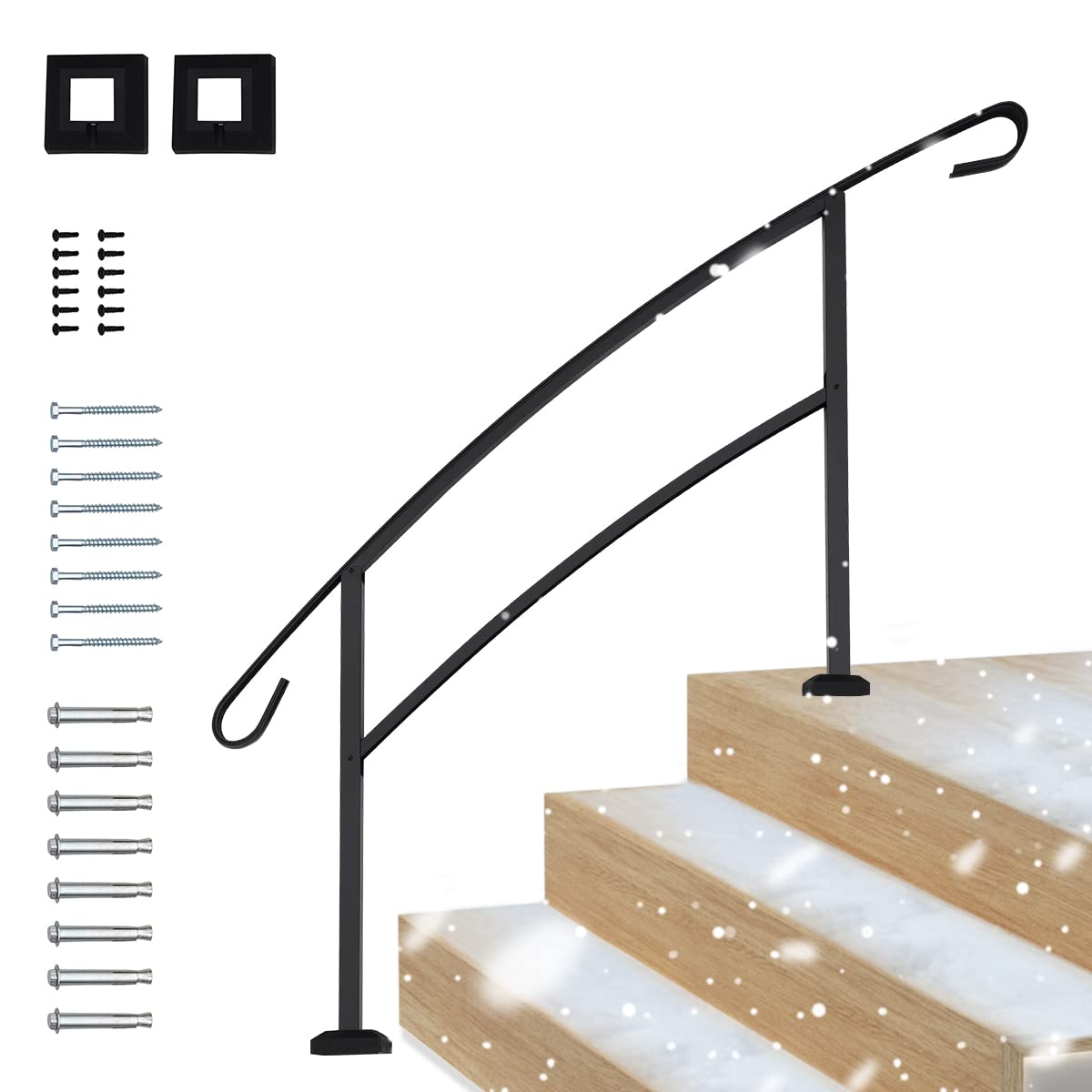 Grisham Handrails for Outdoor Steps,4 Step Handrail Fits 1 to 4 Steps ...