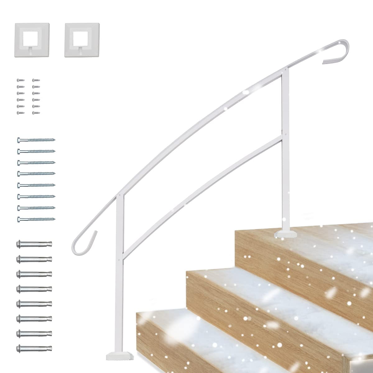 Grisham Handrails for Outdoor Steps,4 Step Handrail Fits 1 to 4 Steps ...