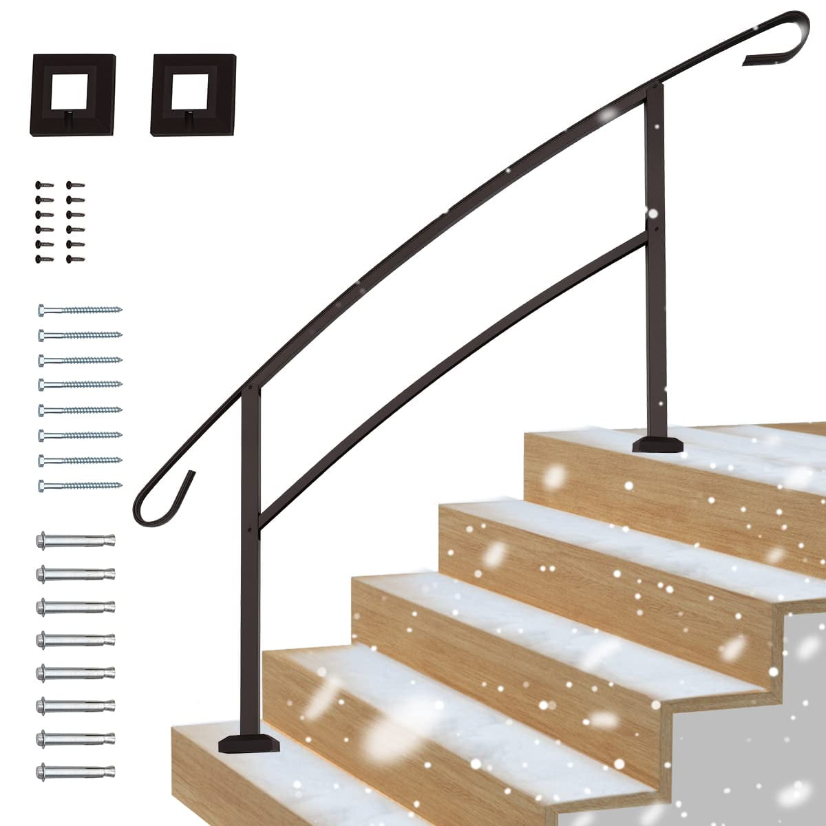 Grisham Indoor/Outdoor Aluminum Handrails for 1 to 5 Steps, Porch ...