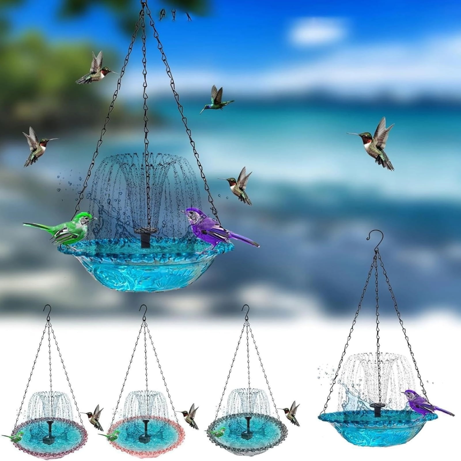 Grishay Birdbath Fountain, Solar Powered for Birdbath, 2025 New Outdoor ...