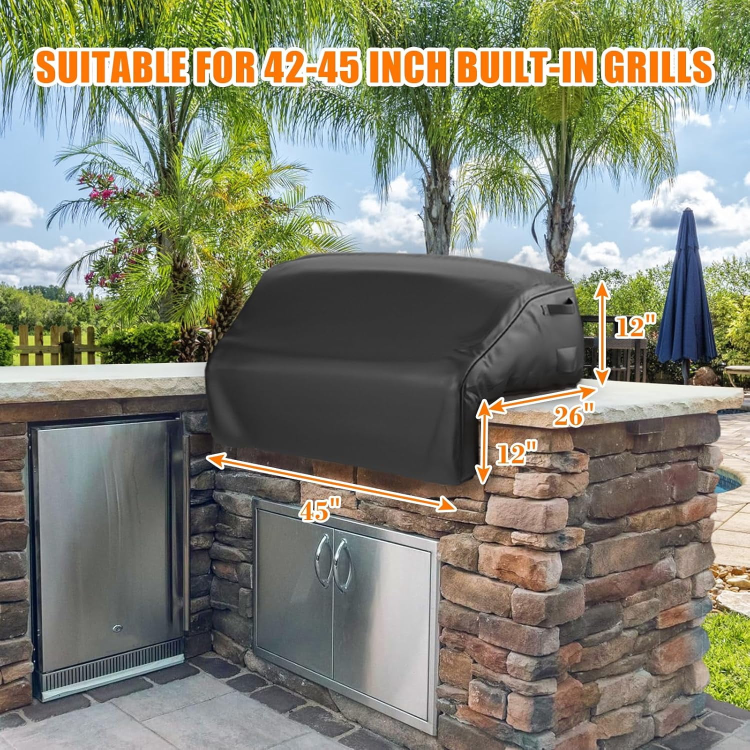 Grisun 45 Inch Built-in Grill Cover for Bull Built in Gas Grills 42-45 ...