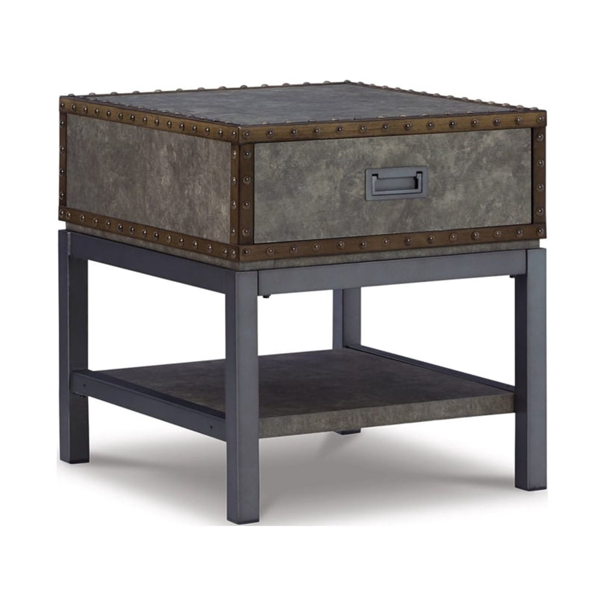 Grit 24 Inch Side End Table, 1 Smooth Drawer, Distressed Brown Finish ...