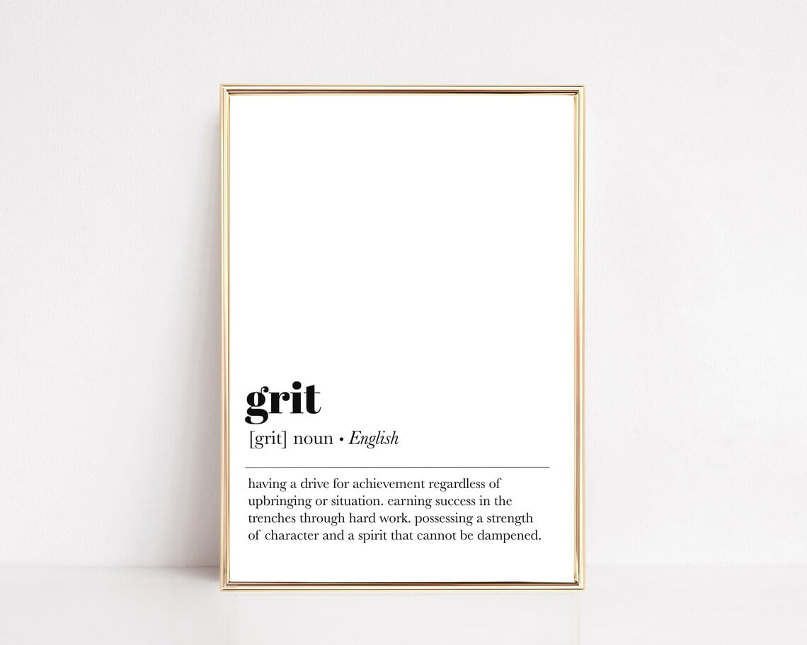 Grit Definition Print Home Office Printable Motivational Wall Decor ...