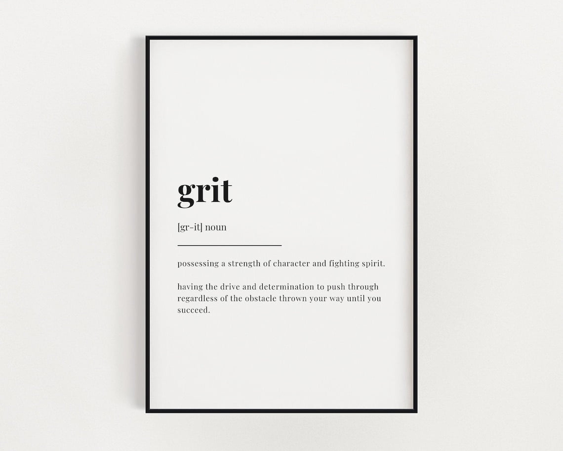 Grit Definition Print, Wall Art Prints, Quote Wall Art, Wall Decor ...