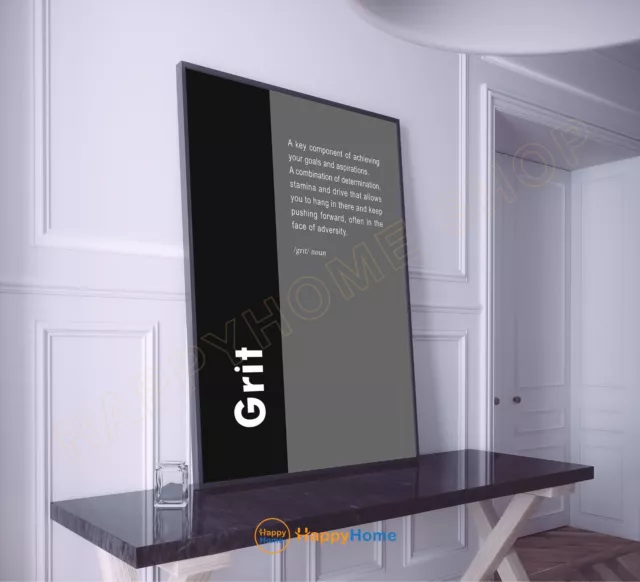 Grit Definition Wall Art Motivational Poster Inspirational Office Decor ...