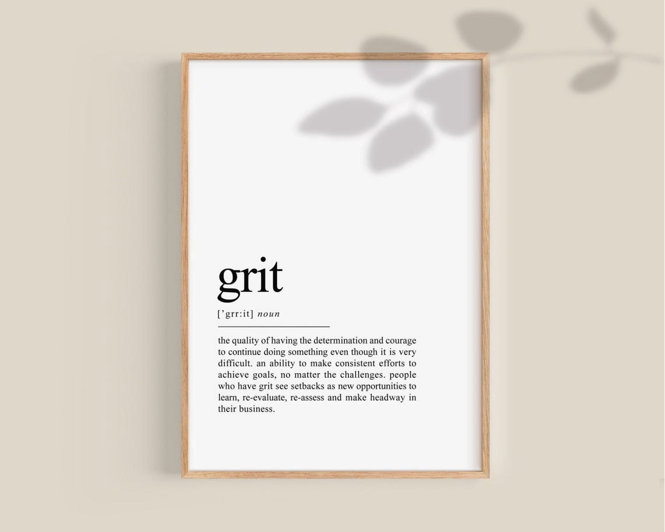 Grit Poster Definition Quote office wall decor entrepreneur ...