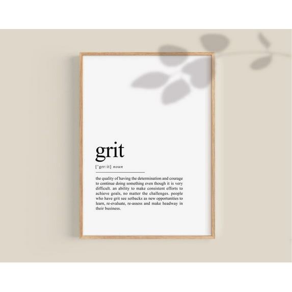 Grit Poster Definition Quote office wall decor entrepreneur ...
